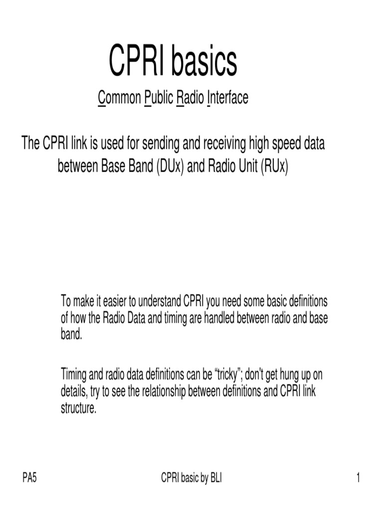 CPRI Basics - PA5 | PDF