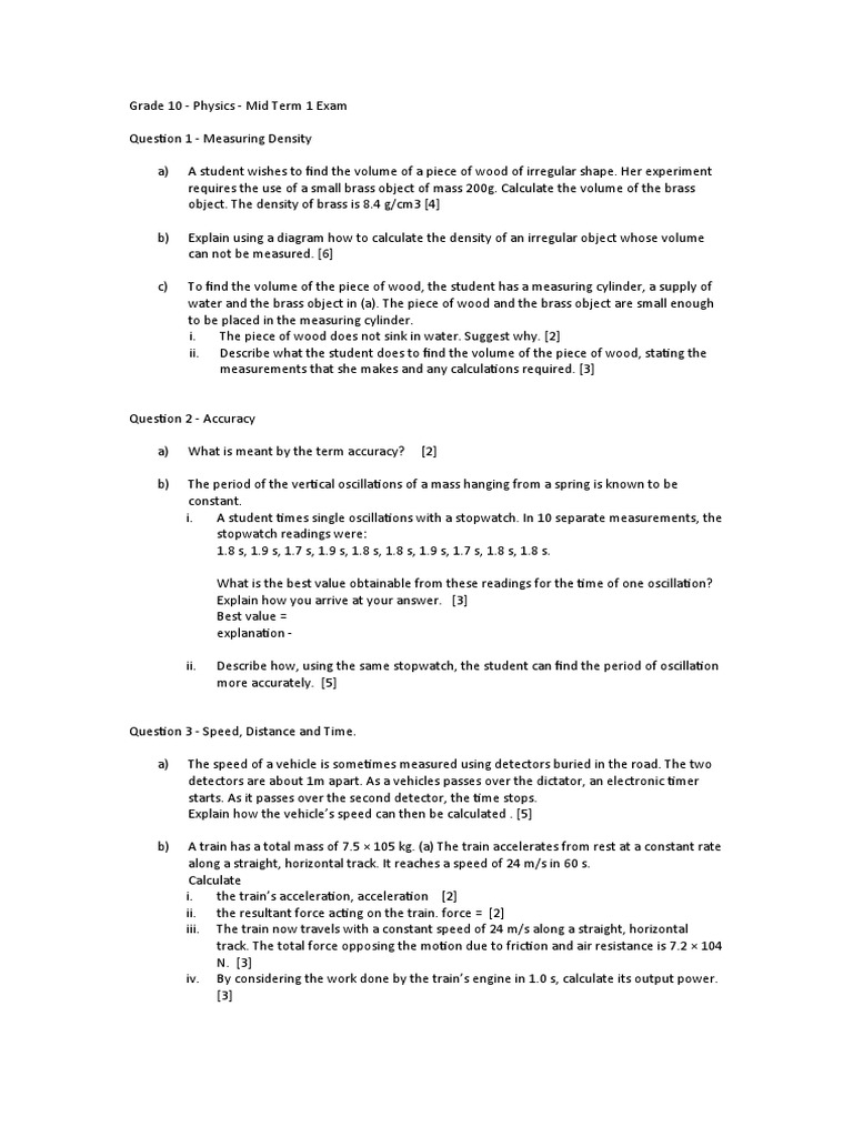Grade 10 Physics | PDF | Force | Acceleration