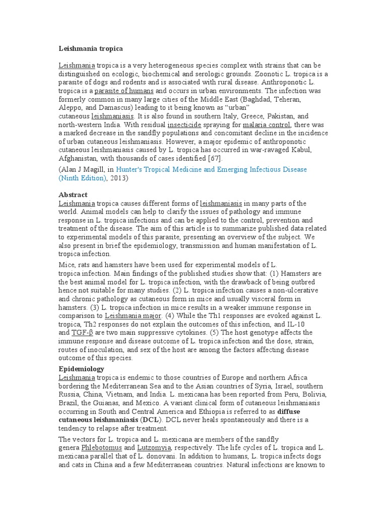 L Tropica | PDF | Infection | Leishmania
