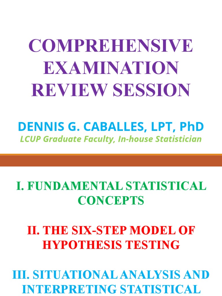 Lcup Compre Stat Review Edited | PDF | Statistics | P Value