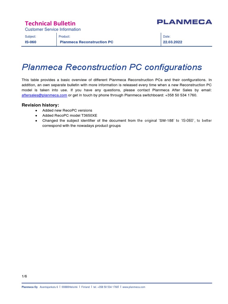 Planmeca Reconstruction PC Configurations: An Overview of Hardware and ...