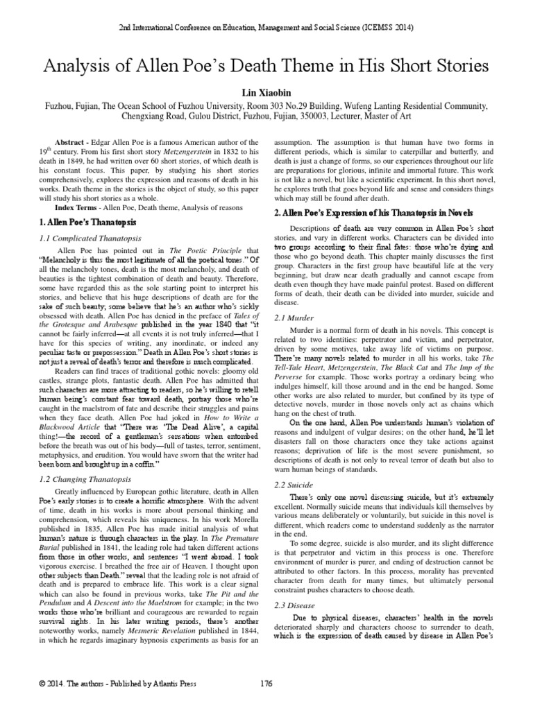 Analysis of Allen Poe's Death Theme in His Short Stories: Lin Xiaobin ...