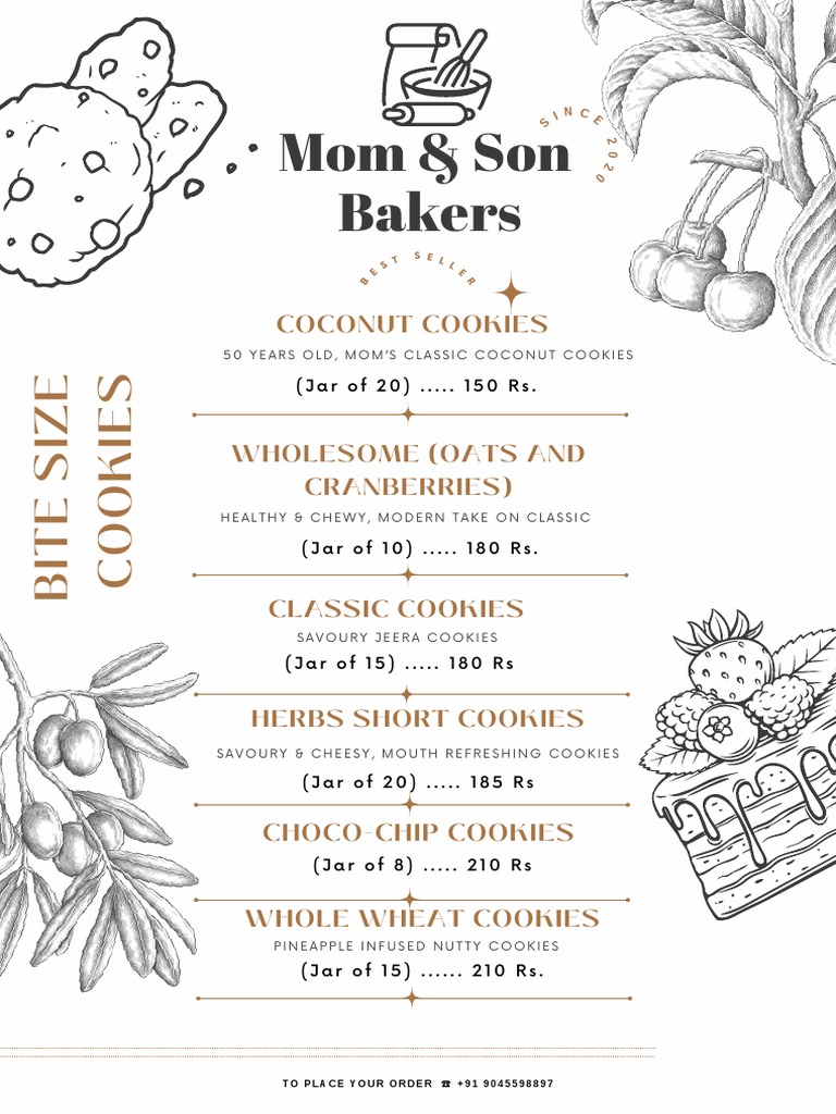 Mom & Son Bakers Menu PDF | PDF | Cakes | Chocolate