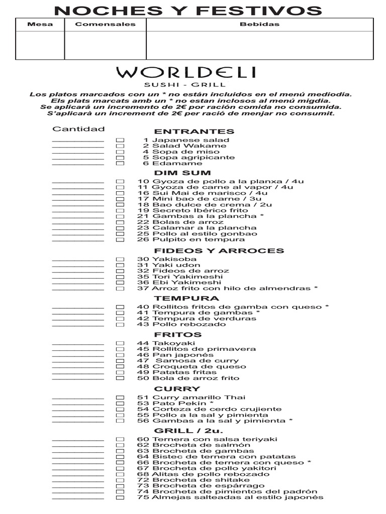Worldeli Menu Noche y Fin de Semana | PDF | Curry | Ingredientes de comida