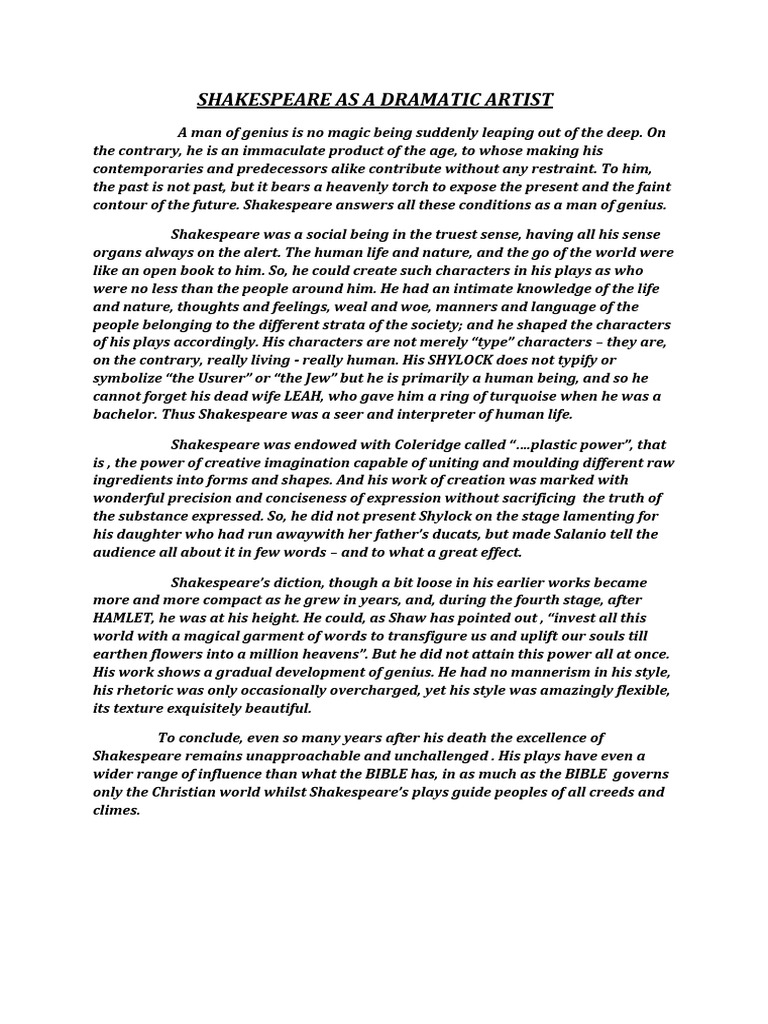 Shakespeare's Dramatic Genius | PDF