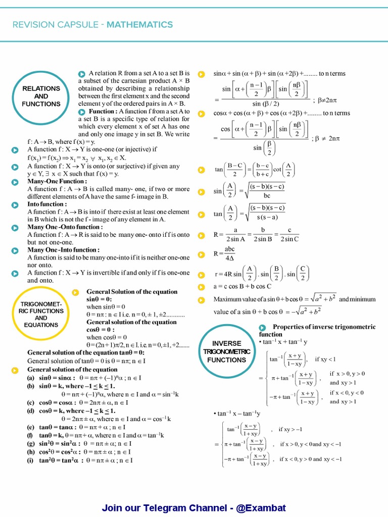 Revision Capsule - Maths | PDF