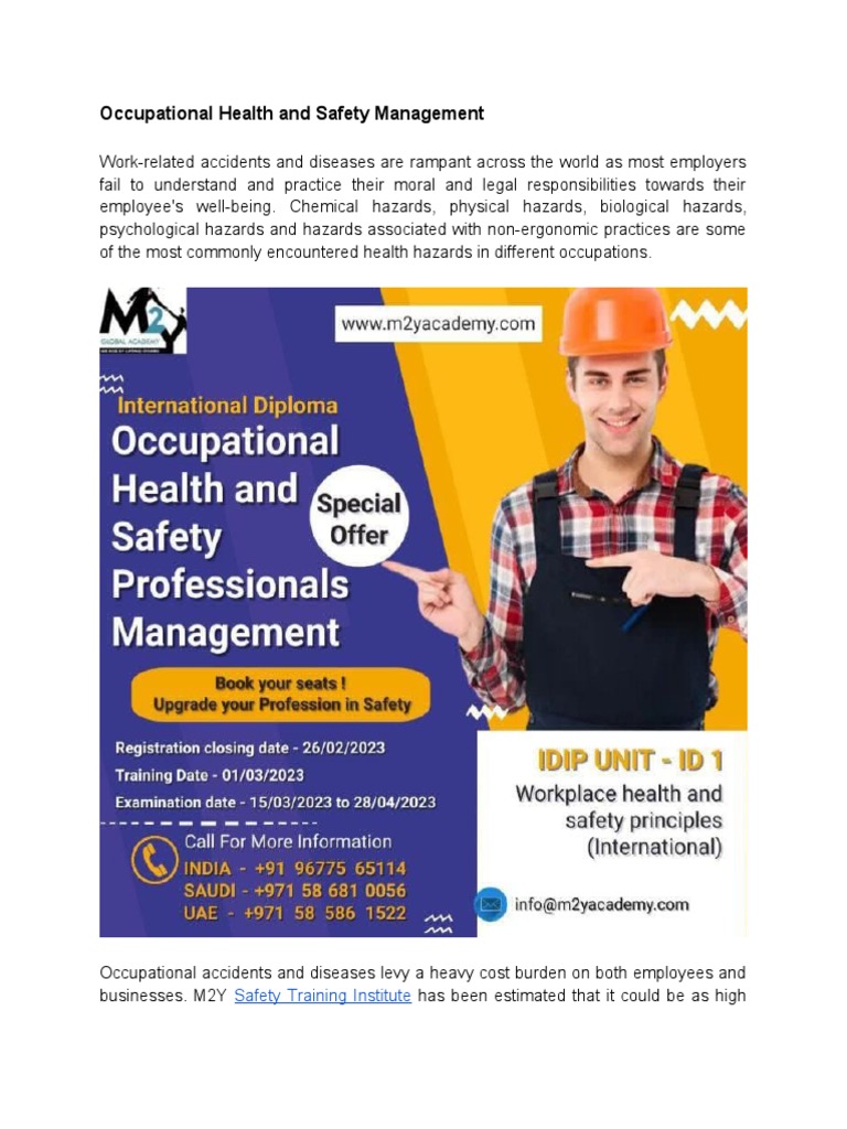 A2 Academy - Occupational Health and Safety Management | PDF ...