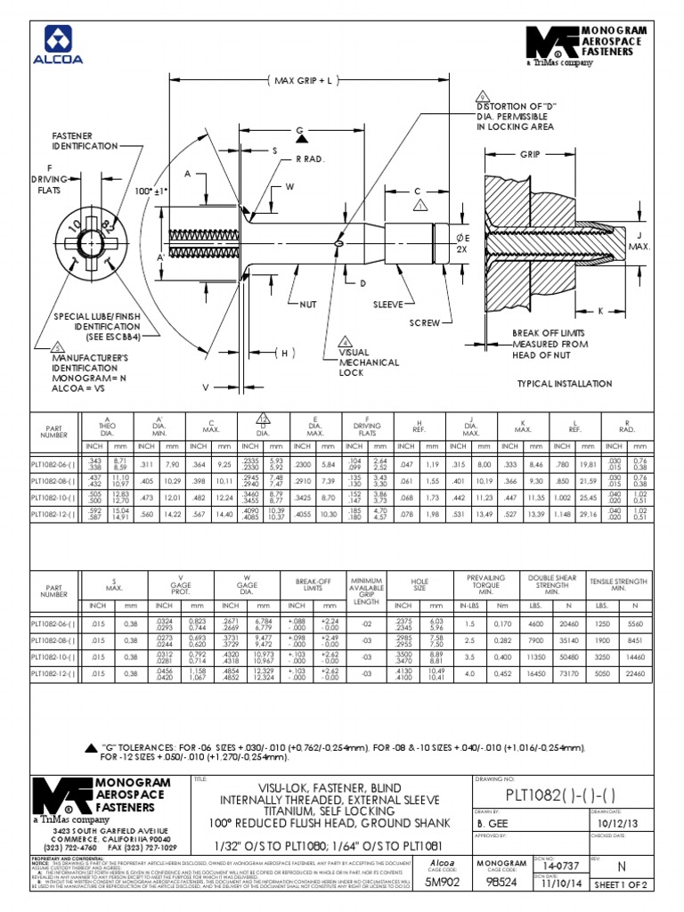 Technical Specifications and Dimensions for Monogram Aerospace ...