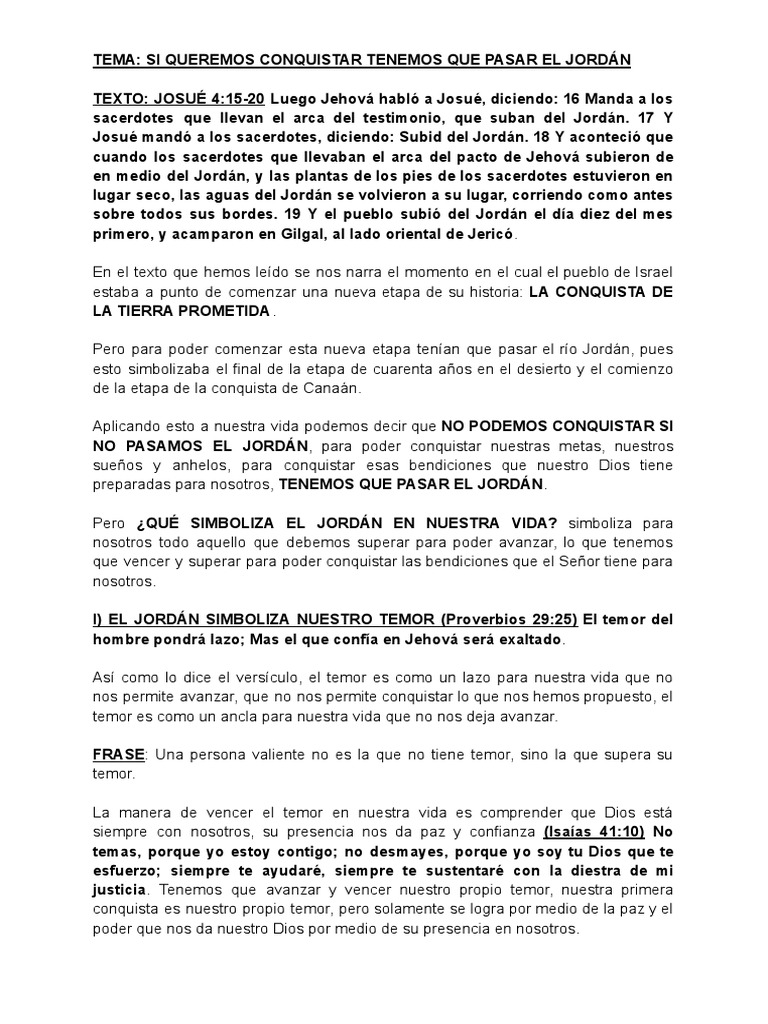Supera el Jordán: Fe y Conquista | PDF | Arca de la Alianza | Joshua