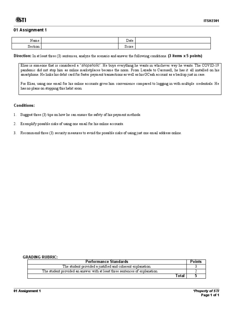 01 Assignment 1 | PDF