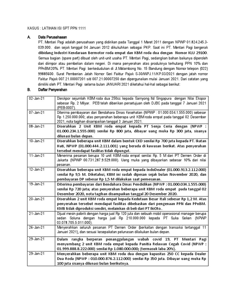 Soal SPT Masa PPN 1111 B (PRINT) | PDF