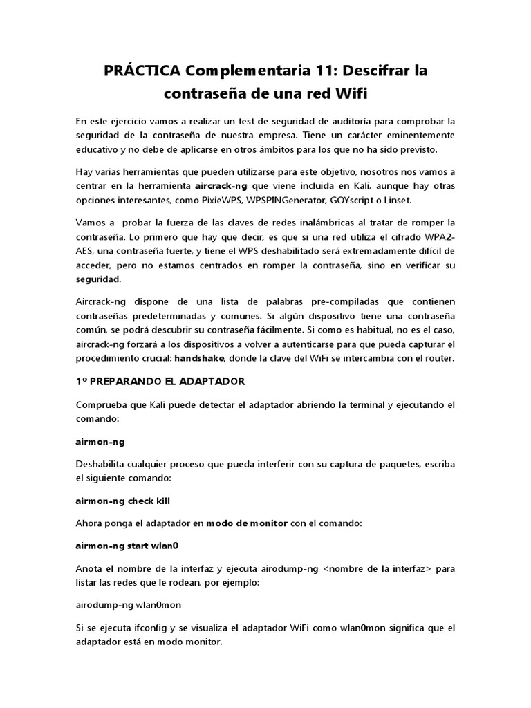 Práctica Complementaria 11 | PDF | Wifi | Contraseña