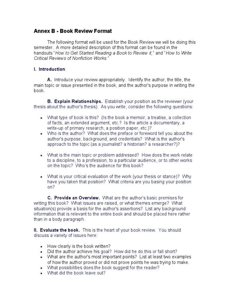 Book Review Format | PDF | Books | Experience