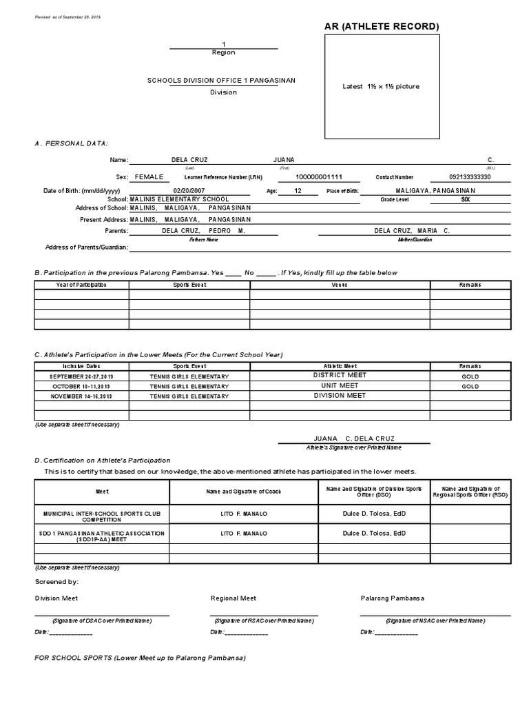 Athlete Record | PDF
