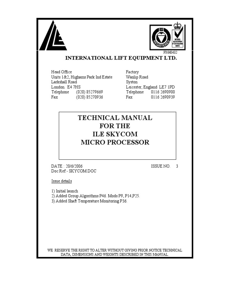 Skycom Manual | PDF | Elevator | Input/Output