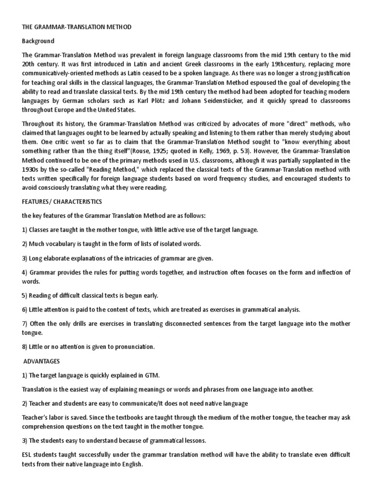 Traditional Language Teaching Methods | PDF | Language Education ...