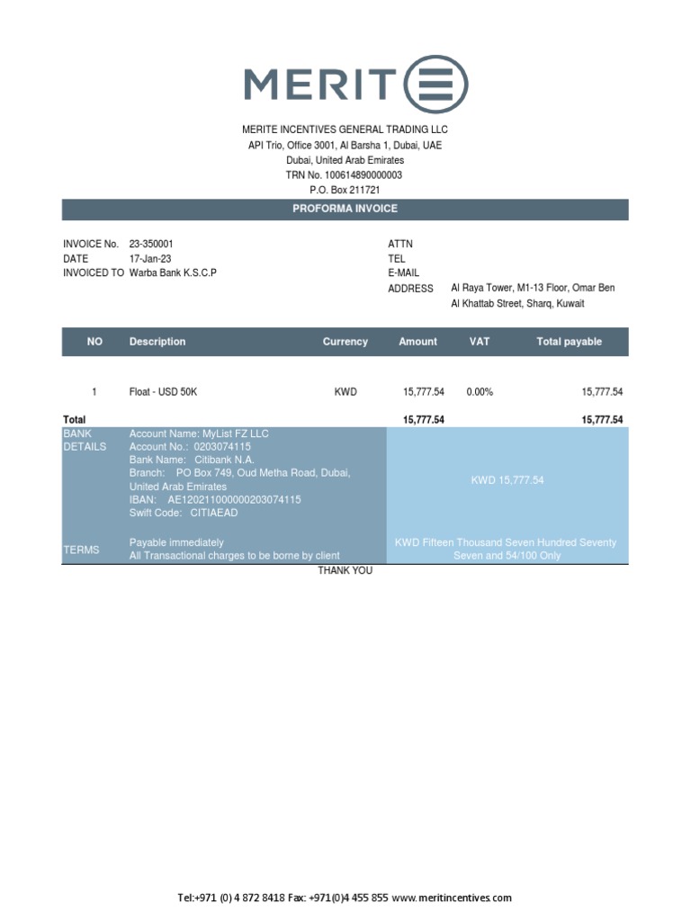 Proposed Float Transaction and Payment Terms between Merit Incentives ...
