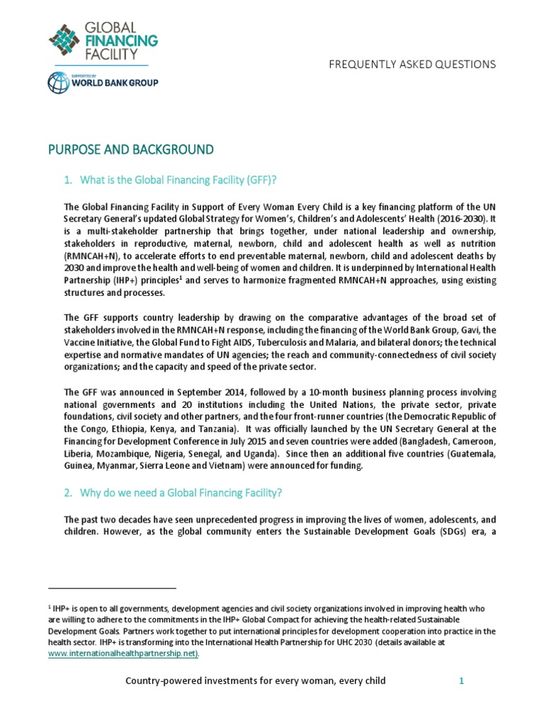 GFF FAQs | PDF | World Bank | International Development Association