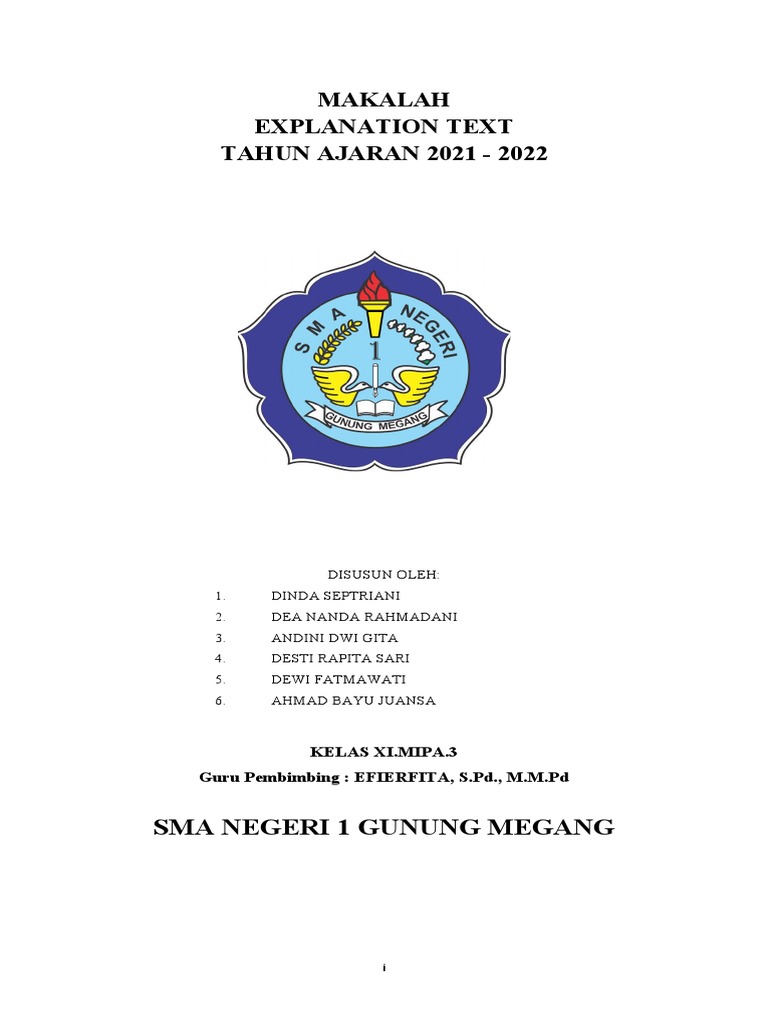 DAFTAR ISI Makalah Explanation Text | PDF