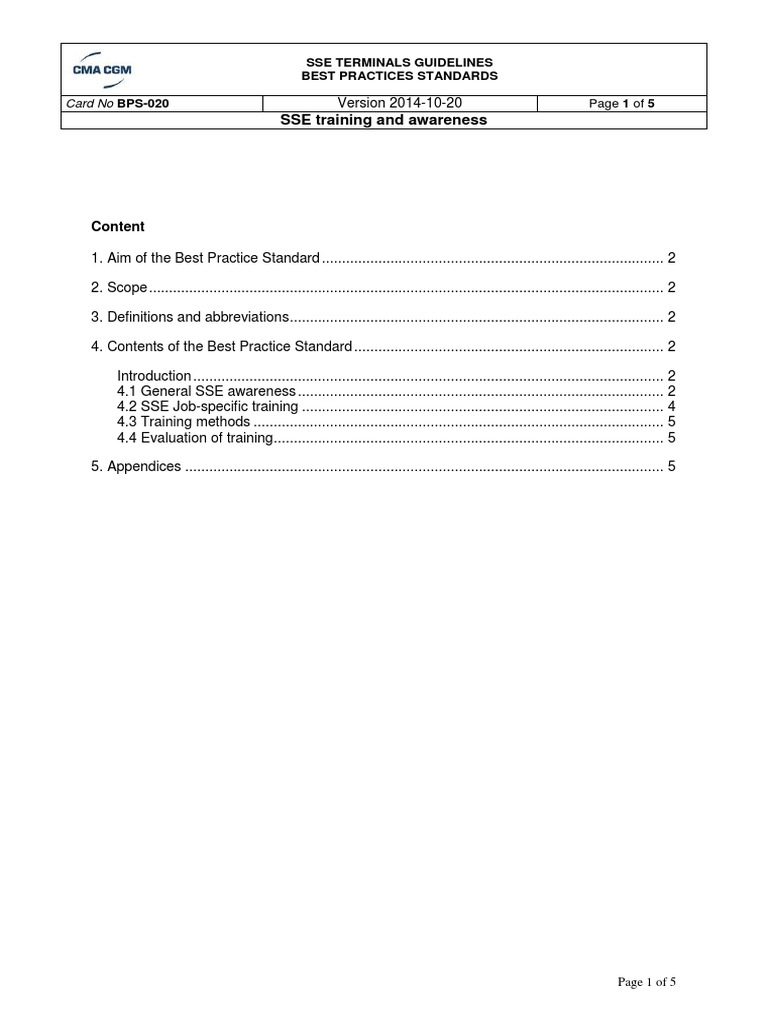 BPS-020 SSE Training & Awarness Management PDF | PDF | Employment ...