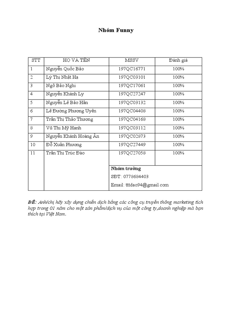 CUỐI KỲ IMC- Funny.docx | PDF