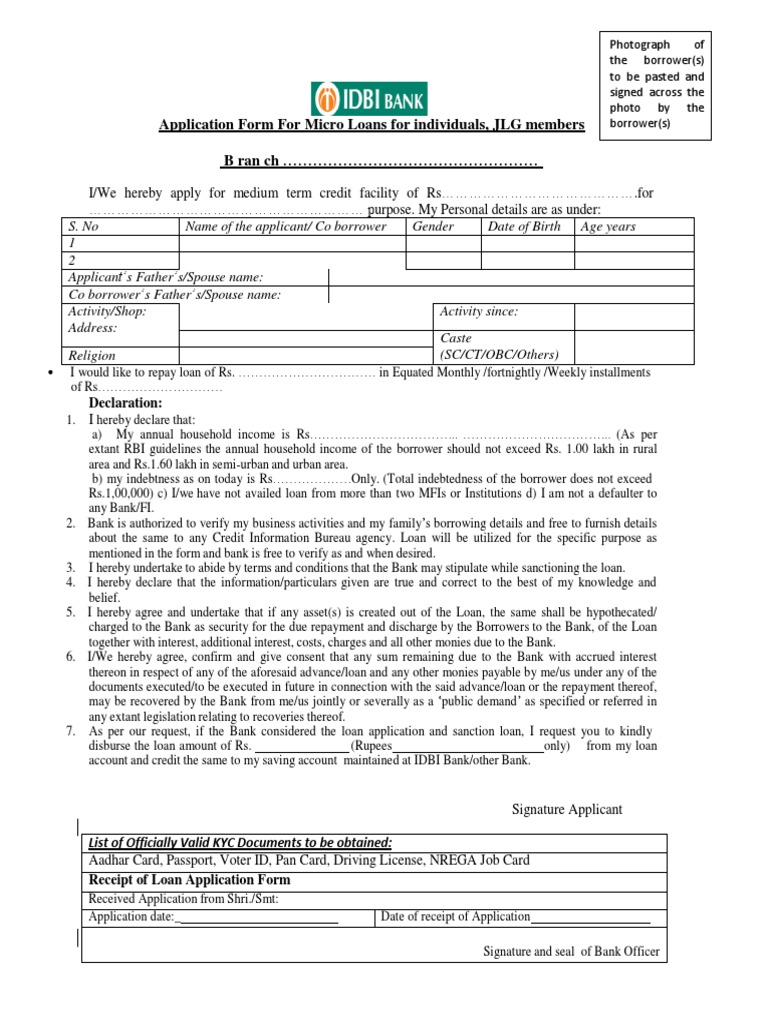 Micro Loan Application Form PDF | PDF | Loans | Banks