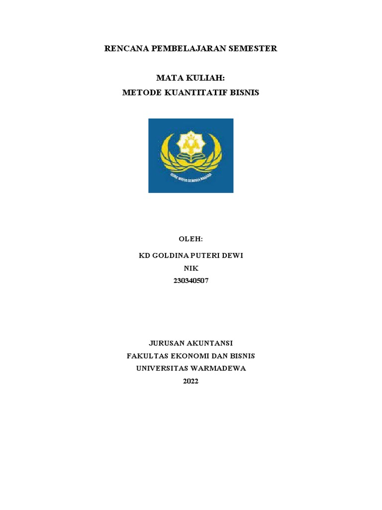 RPS Metode Kuantitatif Bisnis | PDF RPS Metode Kuantitatif Bisnis | PDF