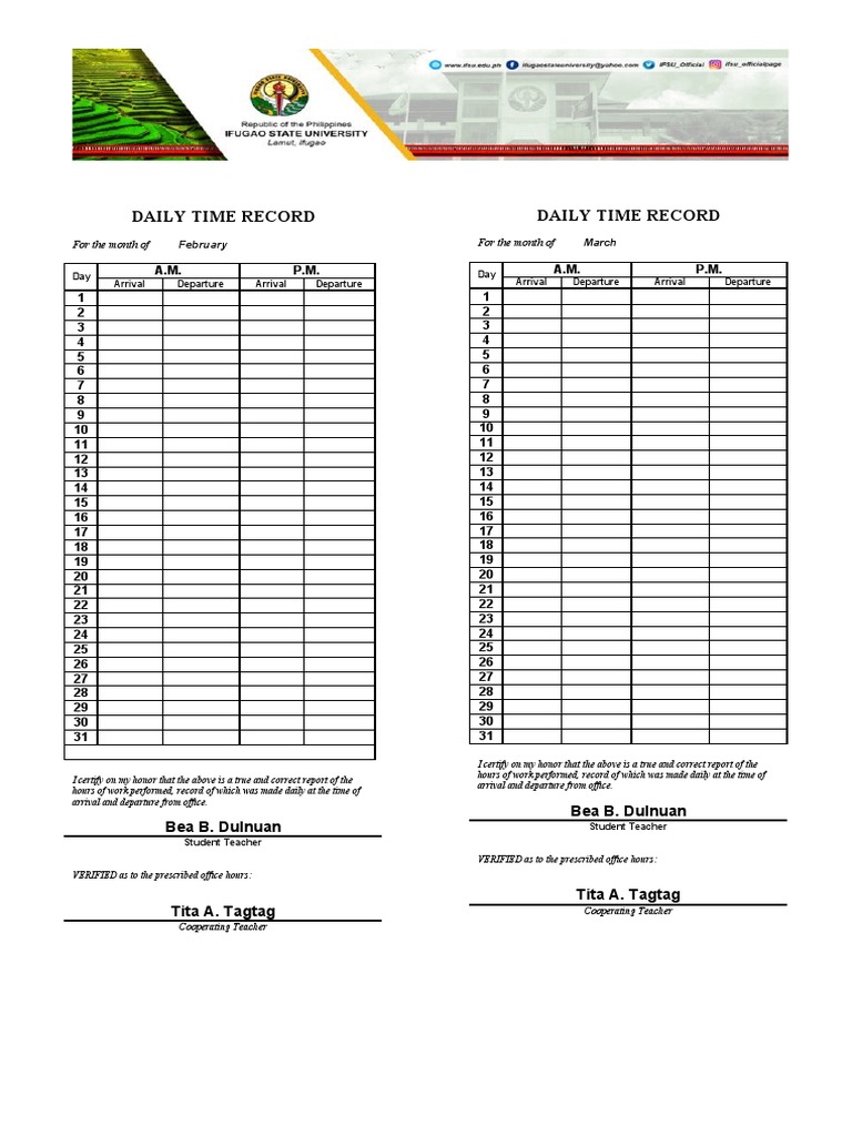 Appendix 24 Daily Time Record DTR | PDF