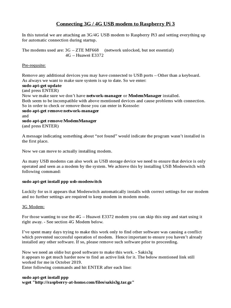 4G Modem and Raspberry PI3 | PDF | Modem | Booting