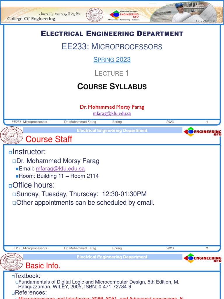 EE233 Lect1 Syllabus PDF | Download Free PDF | Computer Program | Programming