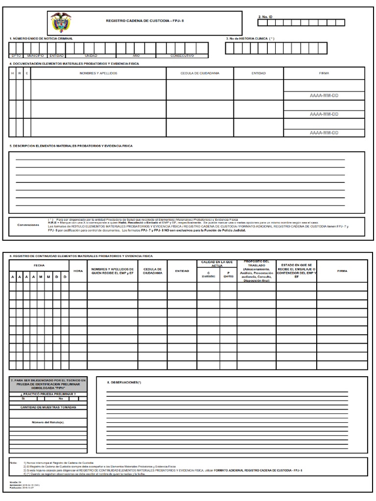 Registro y Continuidad de Cadena de Custodia PDF | PDF