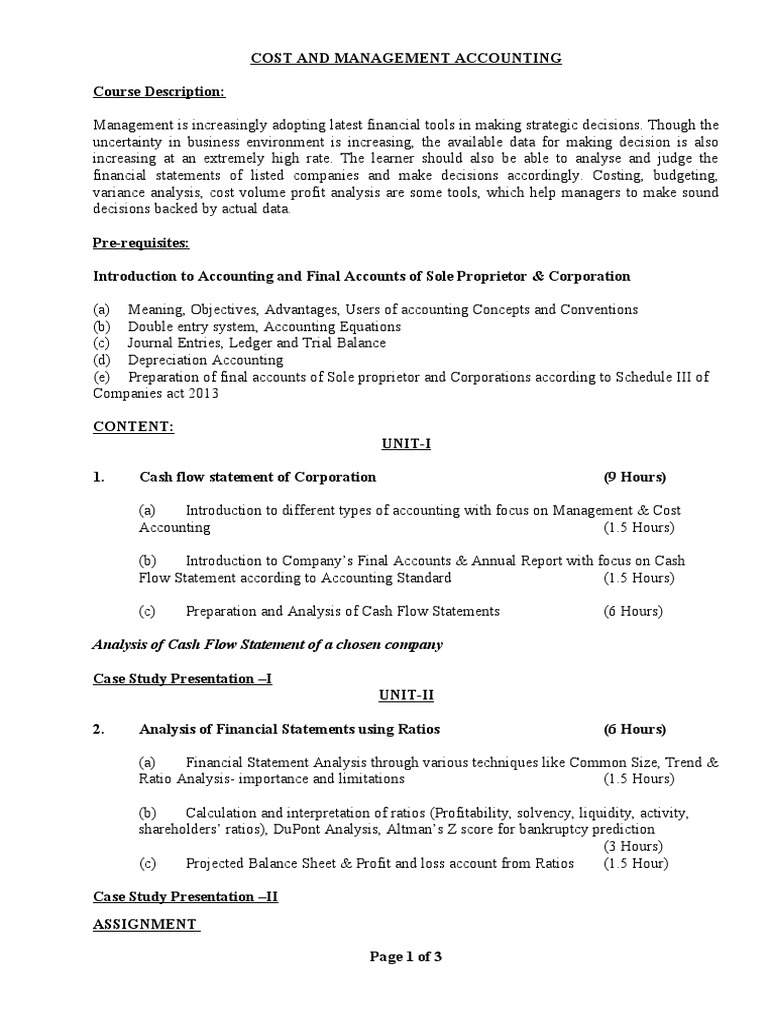 Cost & Management Accounting Course | PDF | Cost Accounting | Business
