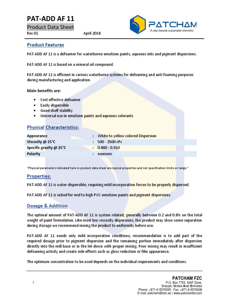 PDS Pat Add Af 11 | PDF | Paint | Emulsion