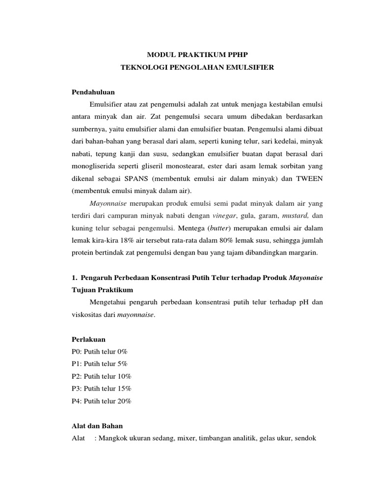 Modul Prak PPHP Emulsi | PDF