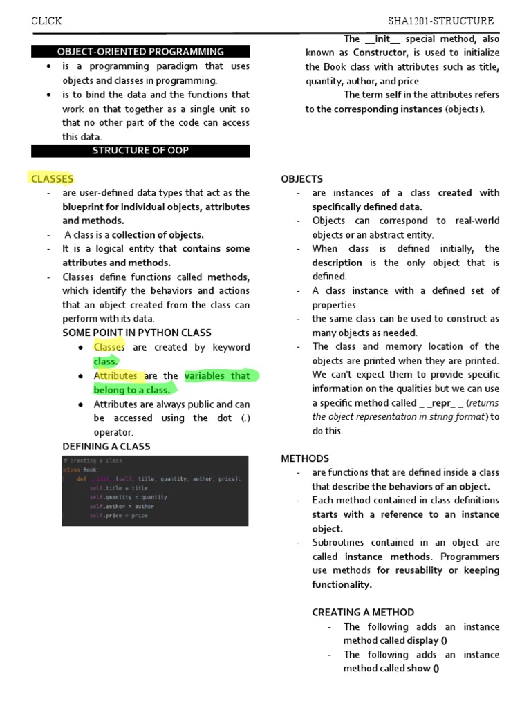 Object Oriented Programming | PDF | Class (Computer Programming ... Object Oriented Programming | PDF | Class (Computer Programming ...