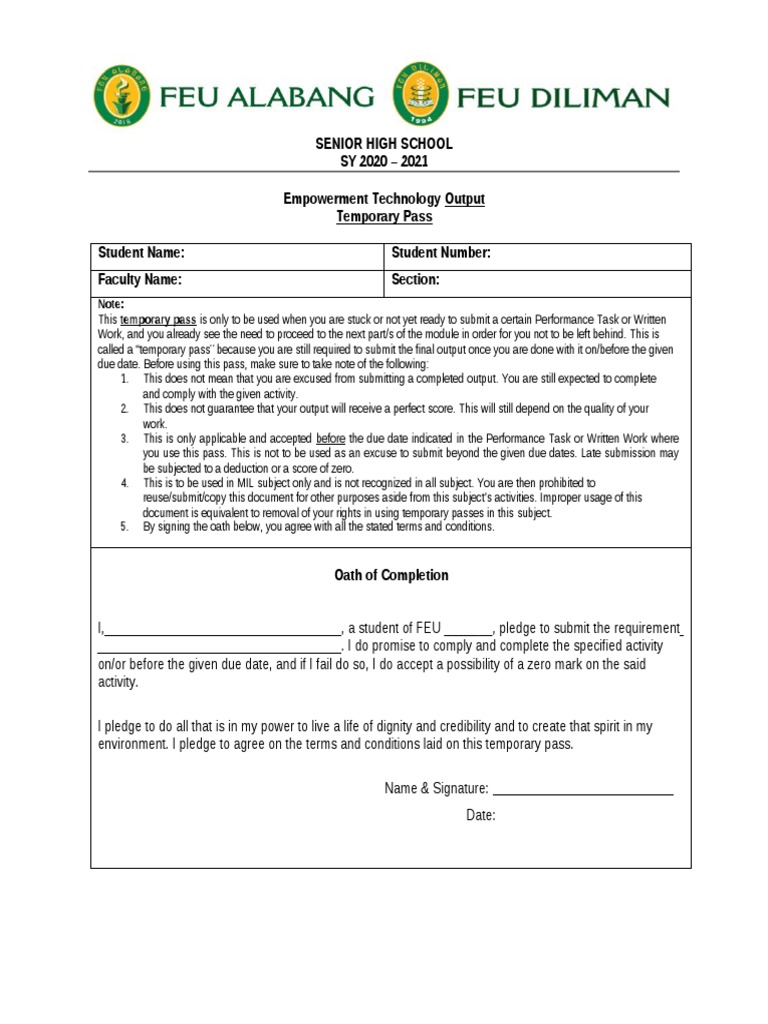 Empowerment Technology Output Temporary Pass | PDF | Justice | Crime ...