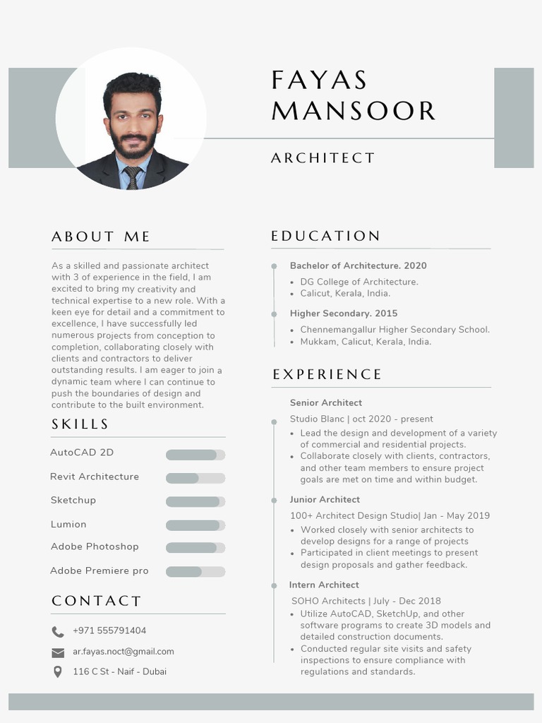 CV FAYAS Architectural Designer 23 | PDF | Architect
