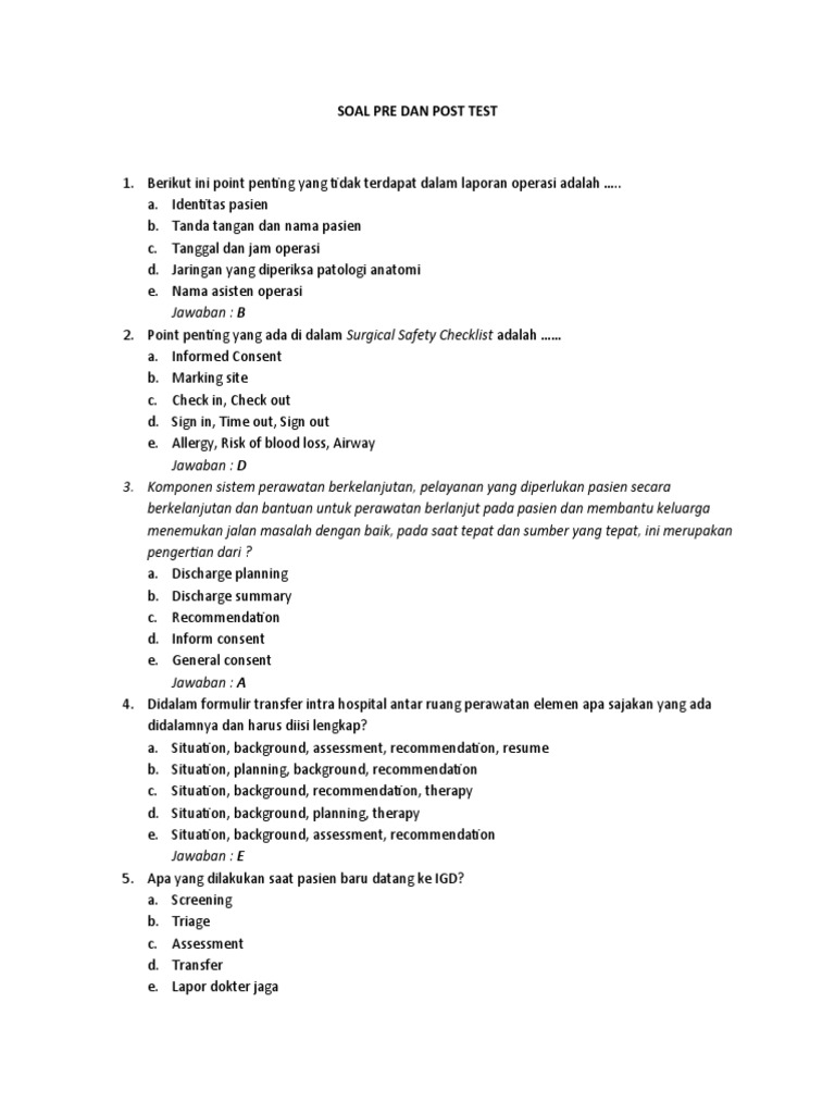 Soal Pre Dan Post Test Iht Pokja Kolaborasi | PDF