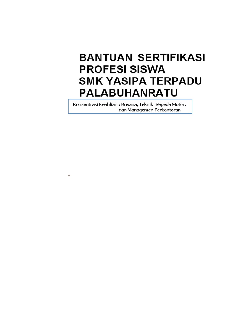 Proposal Fasilitas Sertifikasi Siswa SMK TTB 2023 | PDF