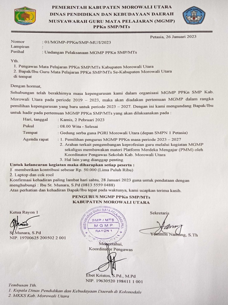 UNDANGAN MGMP PPKN | PDF