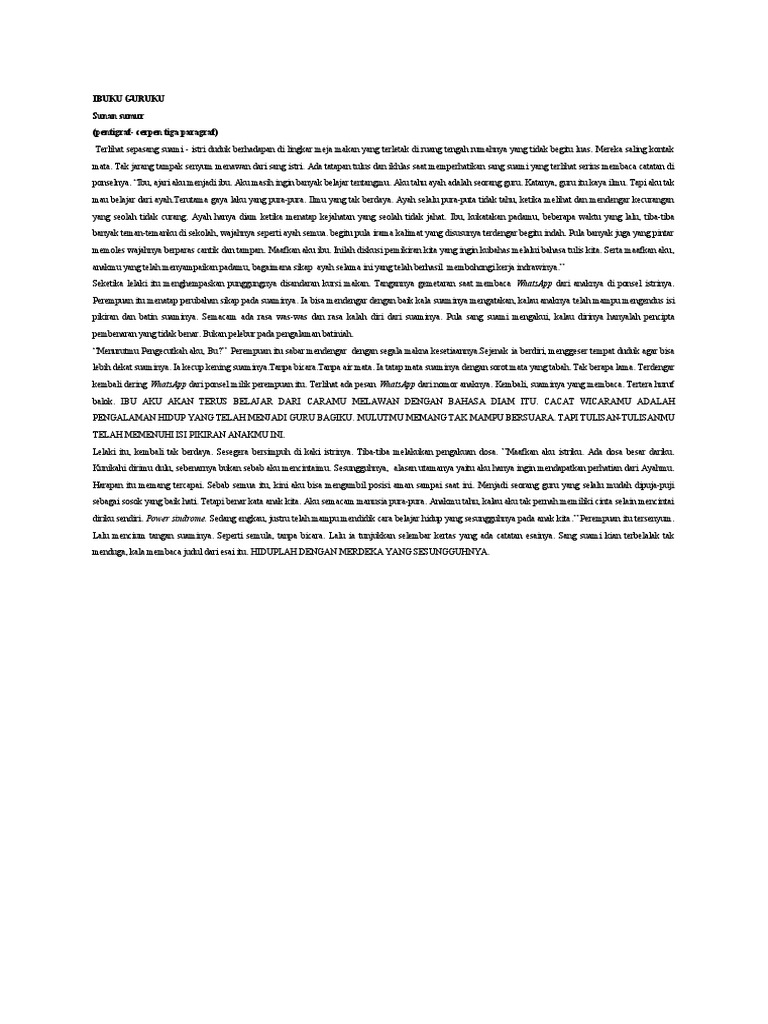 Ibu, Guruku dalam Hidup yang Merdeka | PDF