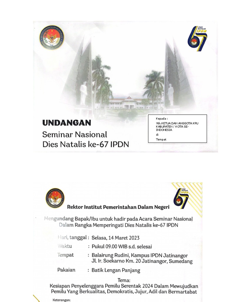 UNDANGAN KETUA DAN ANGGOTA KPU PROVINSI SE- INDONESIA | PDF