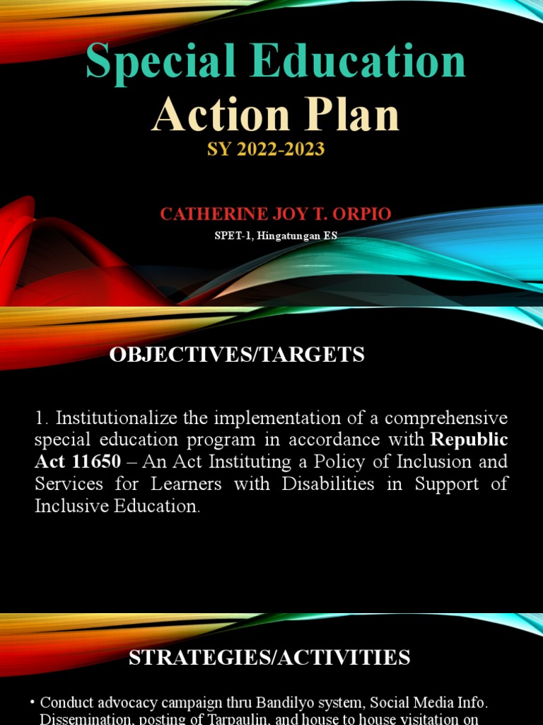 Special Education-Action Plan SY22-23 | PDF | Special Education | Individualized Education Program