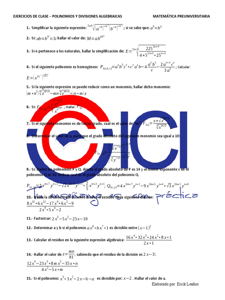 Ejercicios Mat - 09-02-2023 | PDF | Álgebra | Análisis matemático