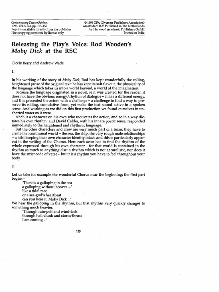 Cicely Berry and Andrew Wade - Releasing The Play's Voice: Rod Wooden?s ...