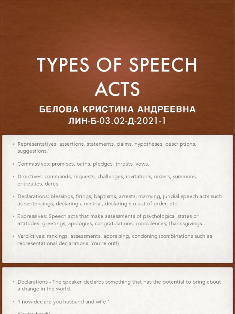 Types of Speech Acts | PDF