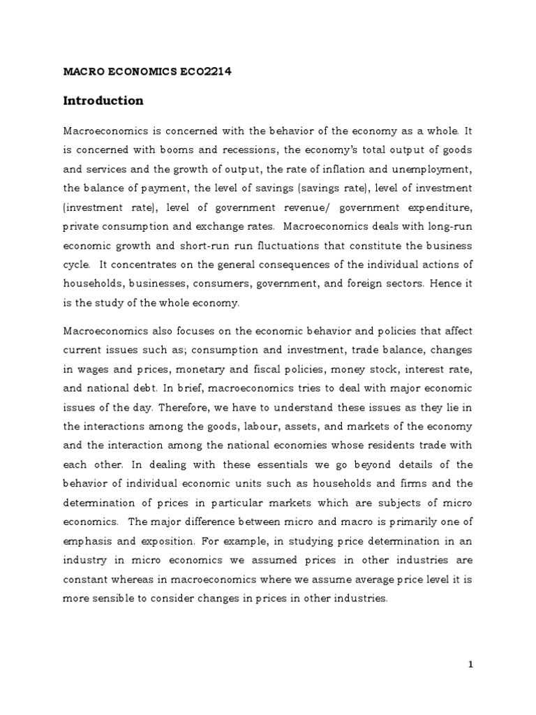 An Introduction To Macroeconomic Concepts And Issues Pdf