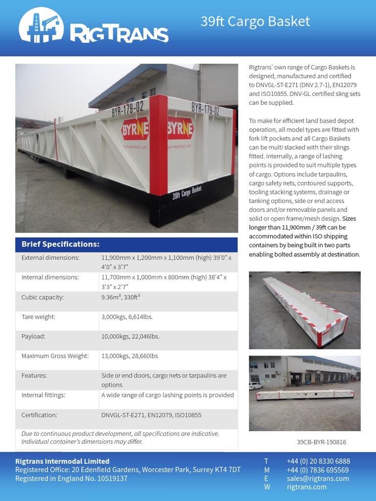 Rigtrans 39ft Cargo Basket | PDF | Cargo | Vehicles