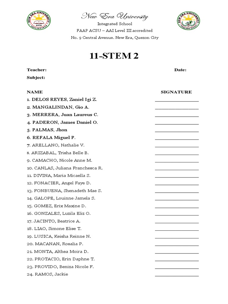 Attendance 11 STEM 2 PDF | PDF