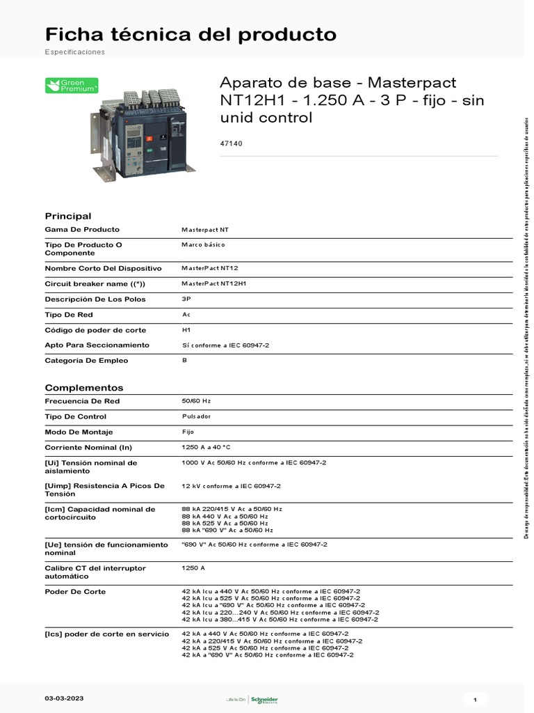MasterPact NT - 47140 | PDF | Ingenieria Eléctrica | Electricidad